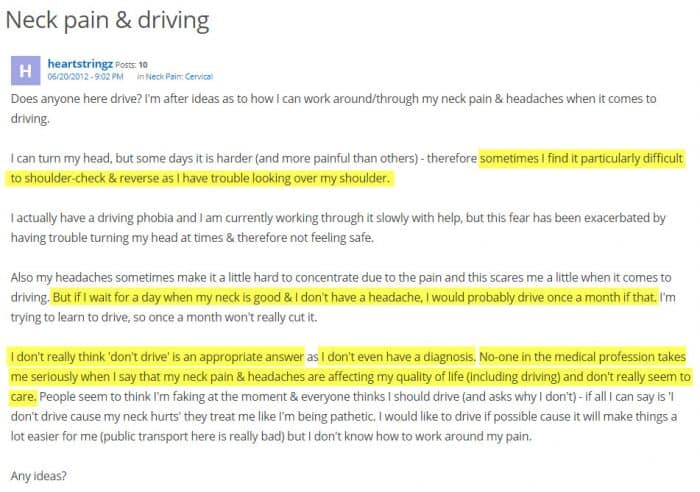 Neck Pain While Driving