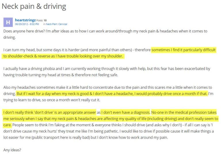 Neck Pain While Driving